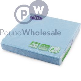 Wholesale Light Blue 3 Ply Paper Napkins 33cm 20 Pack | Pound Wholesale