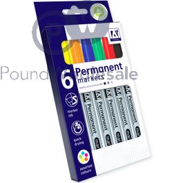 Wholesale Permanent Markers Assorted Colours Set 6 Pack | Pound Wholesale