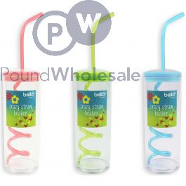 Wholesale Bello Crazy Straw Beaker 3 Assorted Colours | Pound Wholesale