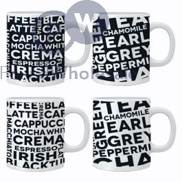 Wholesale Hot Drink Printed U Shaped Mug 4 Assorted Designs | Pound ...