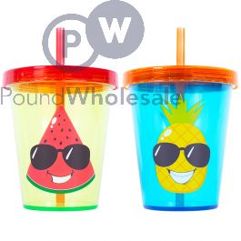 Wholesale Kids Beaker With Lid & Straw 400ml Assorted | Pound Wholesale