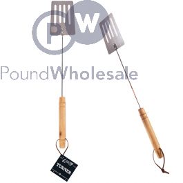 Wholesale Wooden Handle Chrome Barbecue Slotted Turner 43cm | Pound ...