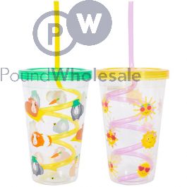 Wholesale Bello Crazy Straw Party Tumblers 650ml Assorted | Pound Wholesale