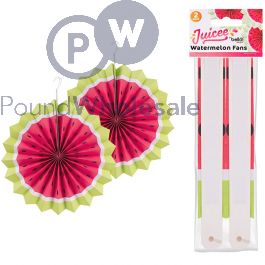 Wholesale Bello Juicee Watermelon Paper Fans 15cm 2 Pack | Pound Wholesale