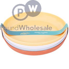 Wholesale Bello Assorted Colour Plastic Ribbed Picnic Plates 22.6cm 4 ...