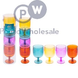 Wholesale Bello Plastic Stacking Wine Goblets 4 Pack | Pound Wholesale