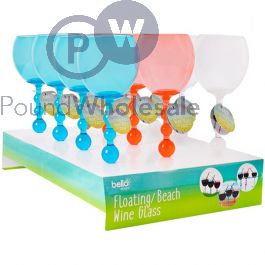 Wholesale Bello Plastic Floating Beach Outdoor Wine Glass 12oz Cdu ...