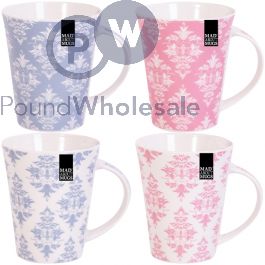 Wholesale Mad About Mugs New Bone China Damask Mug 12oz Assorted ...