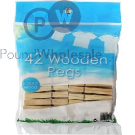 Wholesale Pack Of 42 Wooden Spring Pegs | Pound Wholesale