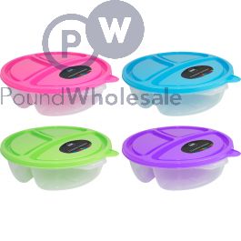 Wholesale 3 Section Container 4 Colours (21cm X 6cm) | Pound Wholesale