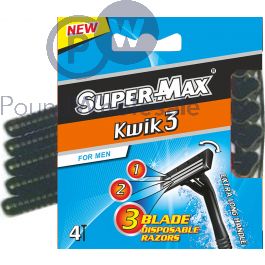 Wholesale Supermax 4pk Kwik 3 Blade Disposable Razors (for Men) | Pound ...