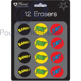Wholesale Superhero Design 12 Erasers | Pound Wholesale
