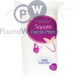 Wholesale Cotton Tree 100% Cotton Square Facial Pads 40 Pads | Pound ...
