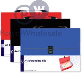 Wholesale 10 Pocket Expanding File 3 Assorted Colours | Pound Wholesale