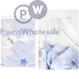 Wholesale First Steps Blue Stars Baby Blanket 75cm X 100cm | Pound ...