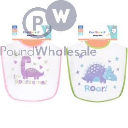 Wholesale First Steps Dinosaur Baby Bib Assorted | Pound Wholesale