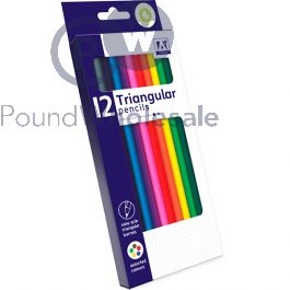 Wholesale Triangular Colouring Pencils Assorted Colours 12 Pack | Pound ...