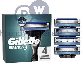 Wholesale Gillette Mach3 Razor Blade Refills 4 Pack | Pound Wholesale