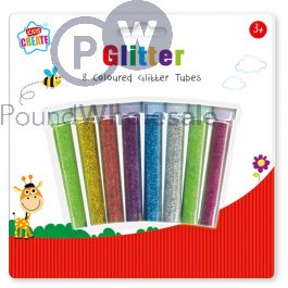 Wholesale Kids Create Glitter Tubes 8 Assorted Colours | Pound Wholesale