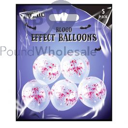 Wholesale Halloween Blood Effect Balloons 12" 5 Pack | Pound Wholesale
