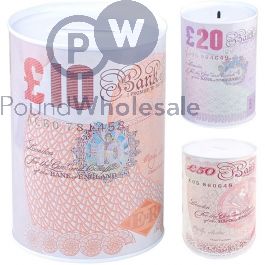 Wholesale Small Money Tin Assorted £10, £20 & £50 (10cm X 15cm) | Pound ...