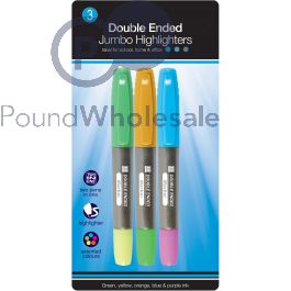 Wholesale 3 Double Ended Jumbo Highlighters | Pound Wholesale