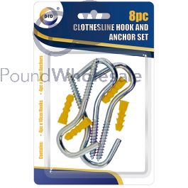 Wholesale Did Clothesline Hook & Anchor Set 8pc | Pound Wholesale