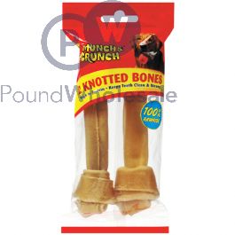Wholesale Munch & Crunch Rawhide Knotted Bones 6" 2 Pack | Pound Wholesale