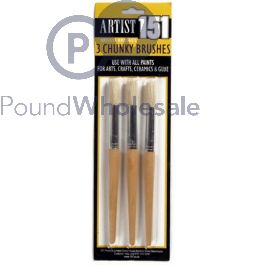 Wholesale 151 Chunky Artist Paint Brushes 3 Pack | Pound Wholesale