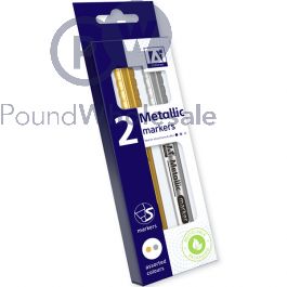 Wholesale Metallic Markers Assorted Colours 2 Pack | Pound Wholesale