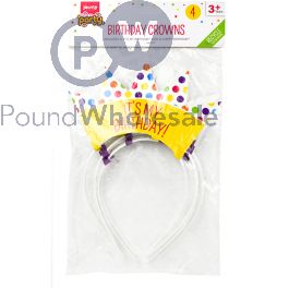 Wholesale Jaunty Partyware Birthday Crowns 4 Pack | Pound Wholesale