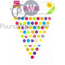 Wholesale Jaunty Partyware Colourful Spot Bunting 3m | Pound Wholesale