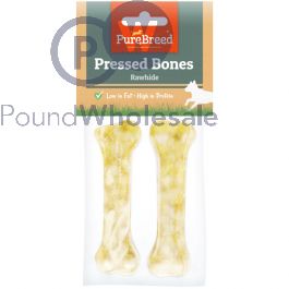 Wholesale Pure Breed Rawhide Pressed Dog Bones 2 Pack | Pound Wholesale