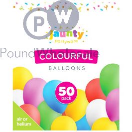 Wholesale Jaunty Assorted Colourful Balloons 50 Pack | Pound Wholesale