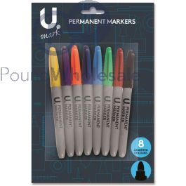 Wholesale 8pk Permanent Markers Assorted Colours | Pound Wholesale