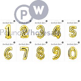 Wholesale Pop Gold Foil Number Balloon 65cm Assorted | Pound Wholesale
