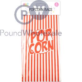 Wholesale Pop Red & White Paper Popcorn Bag 8 Pack | Pound Wholesale