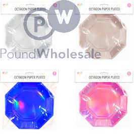 Wholesale Pop Metallic Octagon Paper Plates 8 Pack Assorted Colours ...