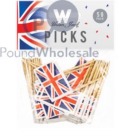 Wholesale Pop Union Jack Printed Picks 50 Pack | Pound Wholesale