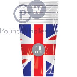 Wholesale Pop Union Jack Printed Paper Cups 270ml 10 Pack | Pound Wholesale