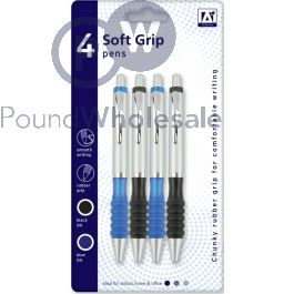 Wholesale Soft Grip Pens 4-pack | Pound Wholesale