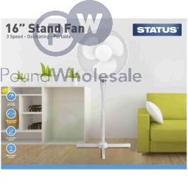 Wholesale Status 16" Oscillating 3 Speed Stand Fan | Pound Wholesale