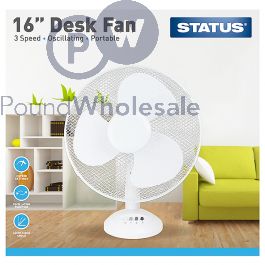 Wholesale Status Oscillating 3 Speed Desk Fan 16" | Pound Wholesale