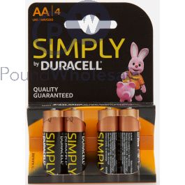 Duracell Simply AA 1.5V Alkaline Batteries 4 Pack | Pound Wholesale