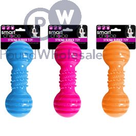 Wholesale Smart Choice Squeaky Rubber Ribbed Dumbbell Dog Toy 16.5cm Assorted Colours | Pound ...