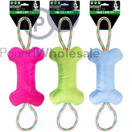 Wholesale Smart Choice Squeaky Canvas Plush & Rope Bone Dog Toy 53cm ...
