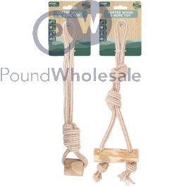Wholesale Smart Choice 100% Natural Coffee Wood & Hemp Rope Dog Toy ...