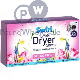 Wholesale Swirl Spring Fresh Tumble Dryer Sheets 35 Pack | Pound Wholesale