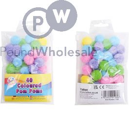 Wholesale Artbox Coloured Pom Poms 2.5cm 40 Pack | Pound Wholesale