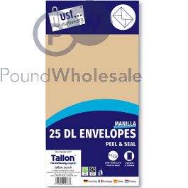 Wholesale Just Stationery Dl Manilla Peel & Seal Envelopes 25 Pack ...